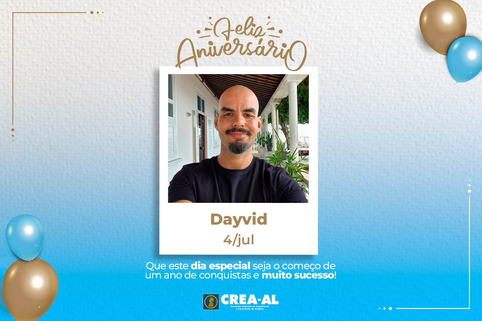 Feliz aniversário, Dayvid! | Crea-AL - Conselho Regional de Engenharia ...